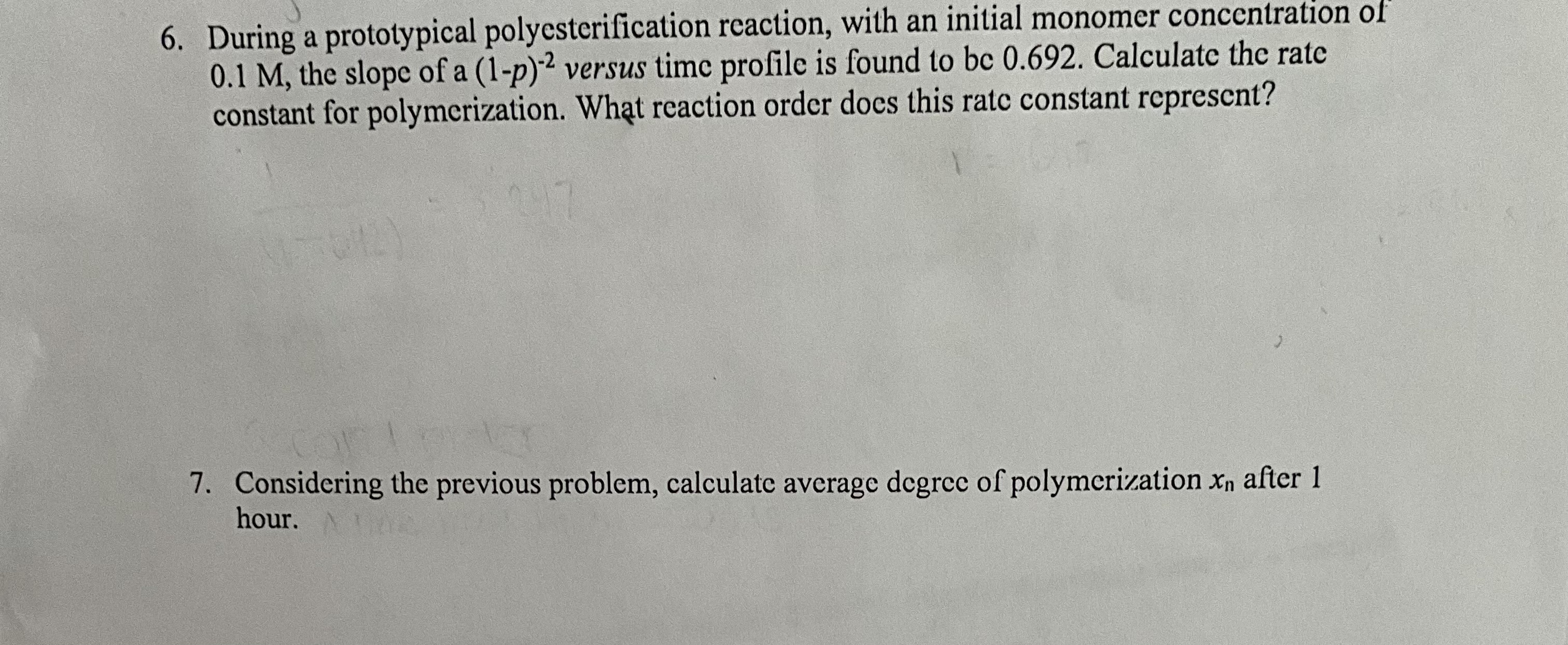 Solved During a prototypical polyesterification reaction | Chegg.com