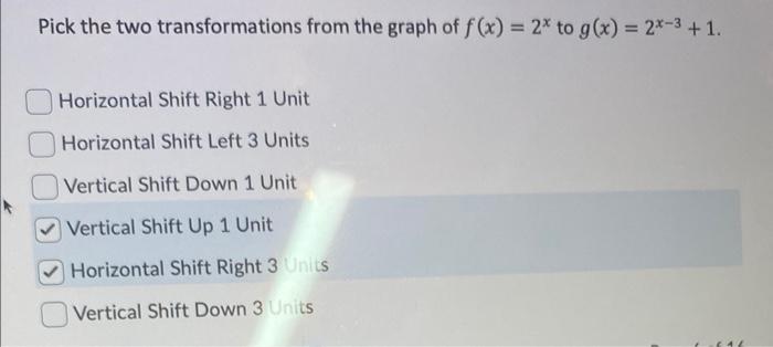 Solved Pick the two transformations from the graph of | Chegg.com