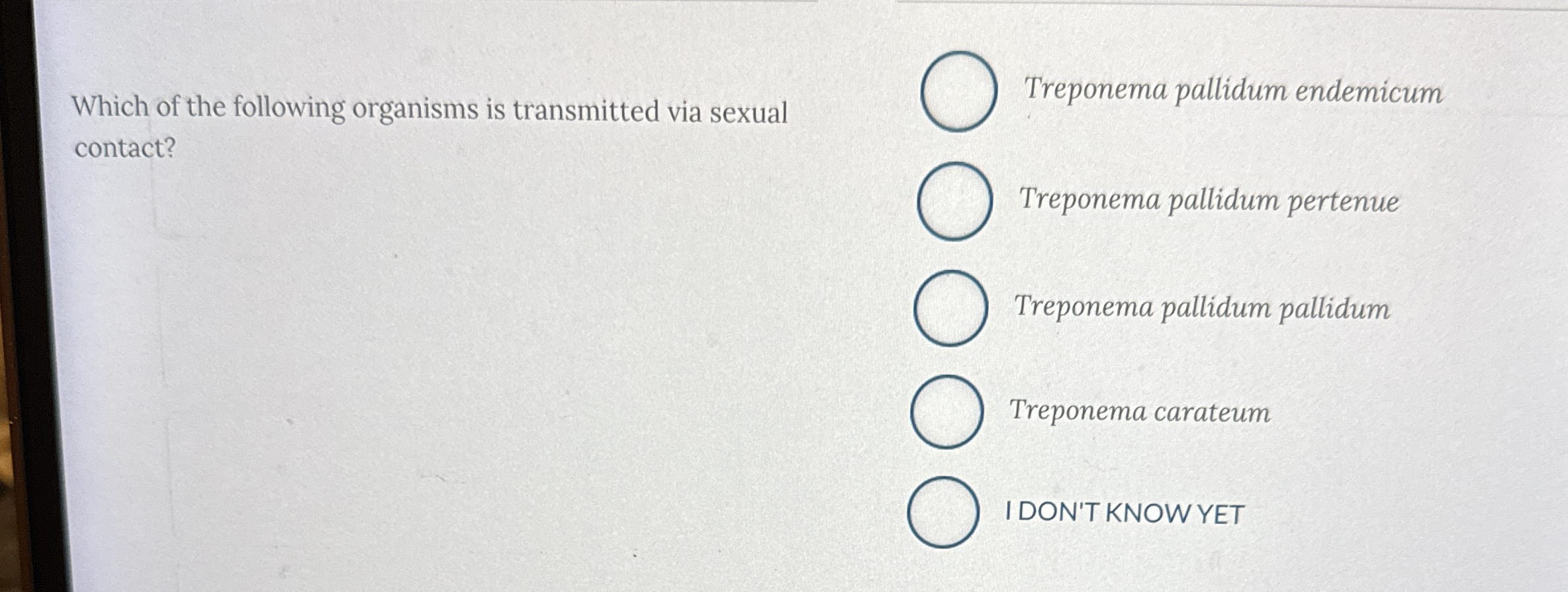 Solved Which of the following organisms is transmitted via | Chegg.com