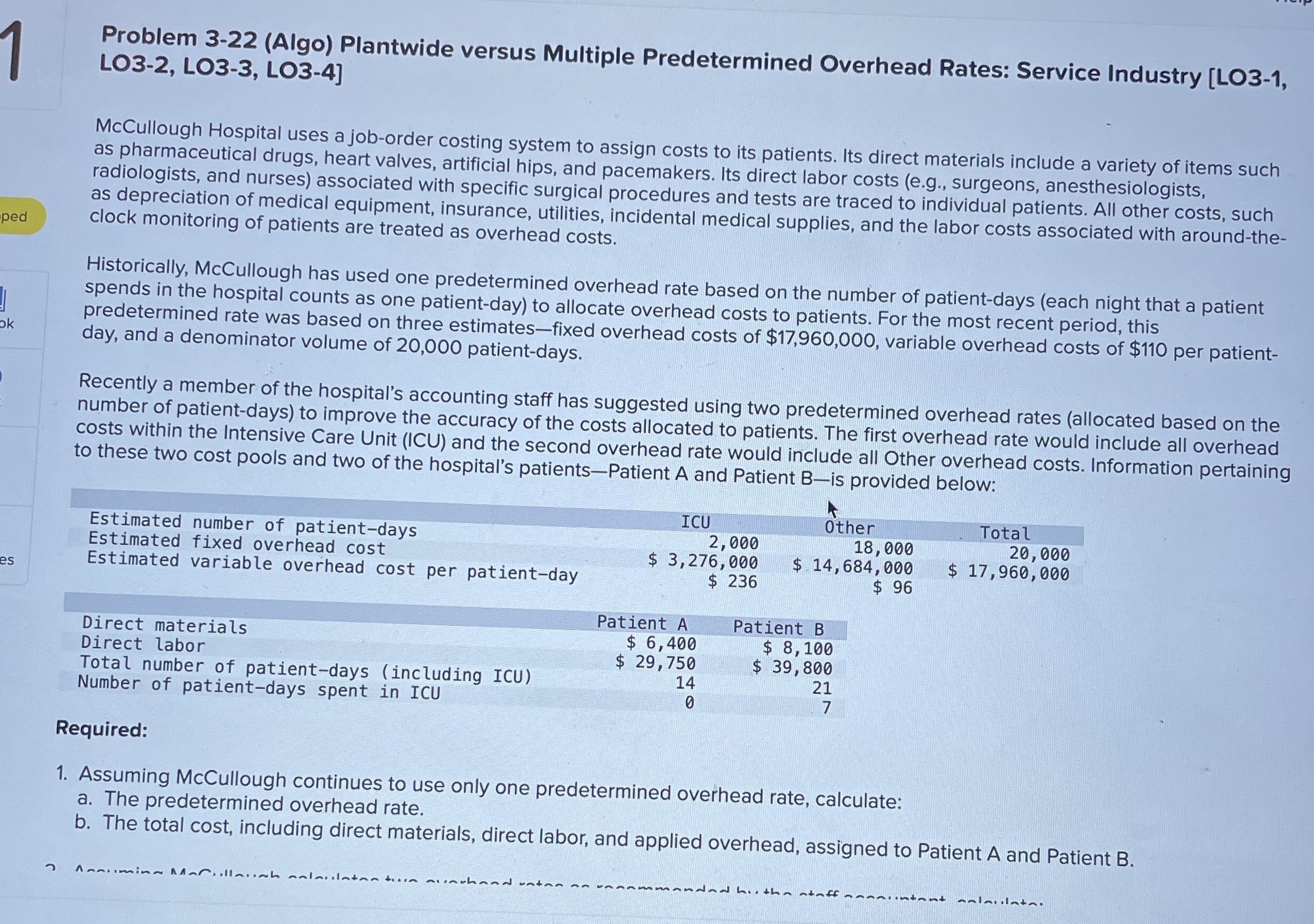 Solved Problem 3-22 (Algo) ﻿Plantwide versus Multiple | Chegg.com