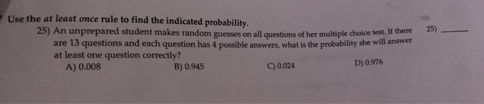 Solved Use the at least once rule to find the indicated | Chegg.com