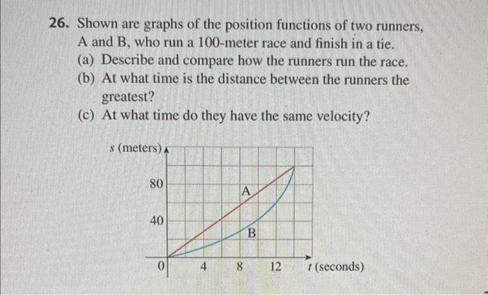 Solved 26. Shown are graphs of the position functions of two | Chegg.com