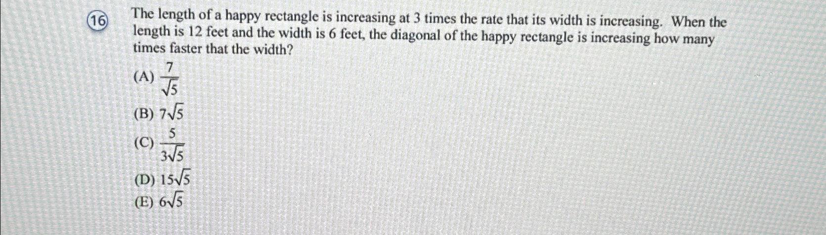 Solved (16) ﻿The length of a happy rectangle is increasing | Chegg.com