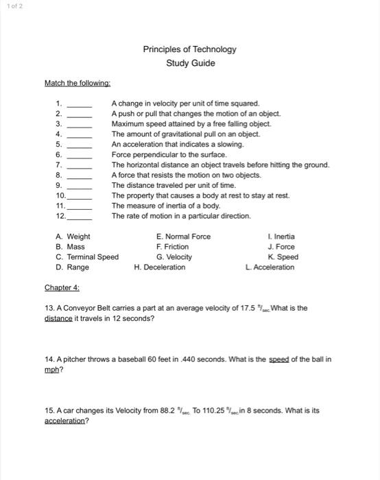 Solved 1 of 2 1. 4. 6. Principles of Technology Study Guide | Chegg.com