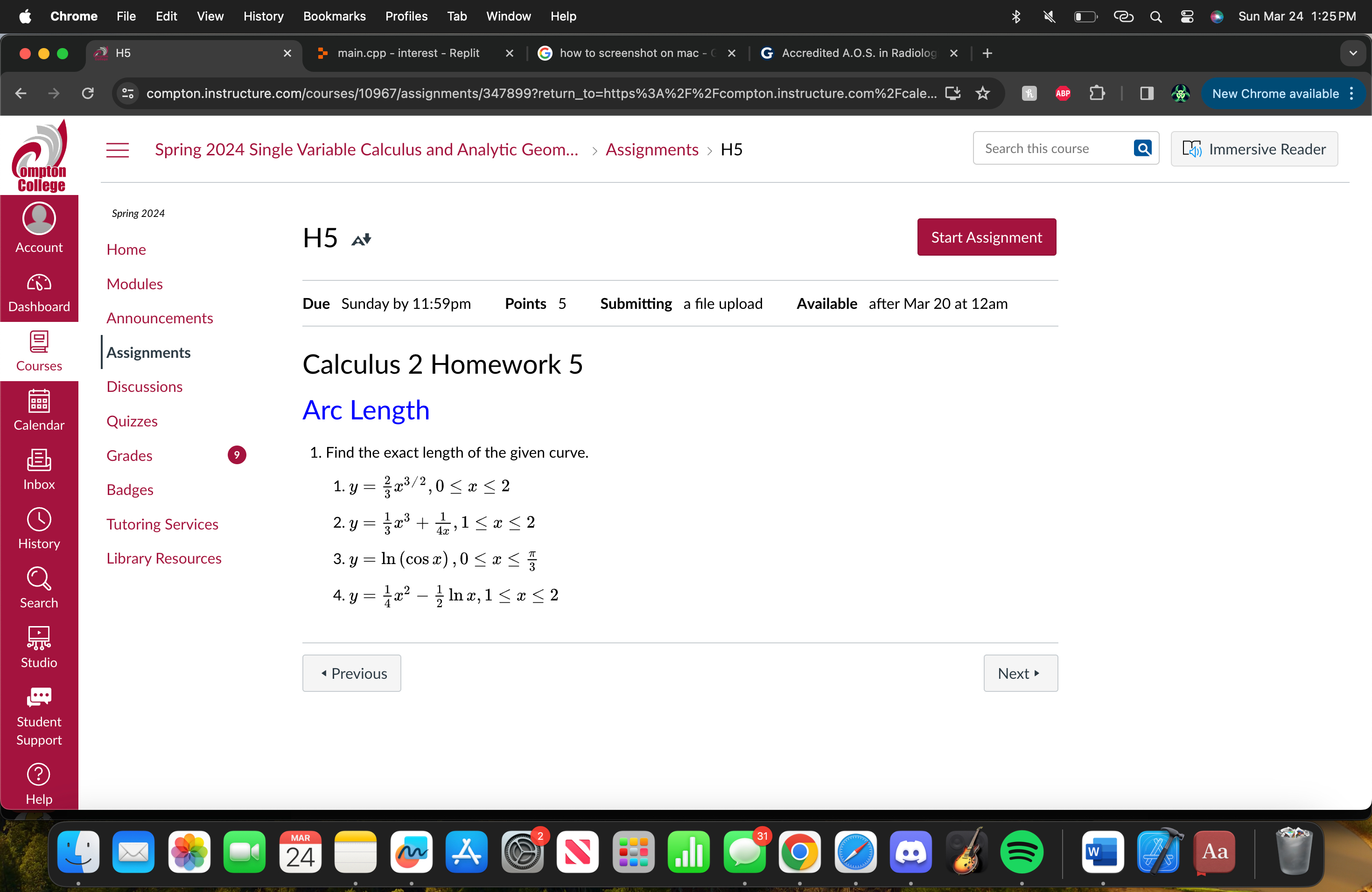 Solved Calculus 2 Homework 5Arc LengthFind the exact length | Chegg.com Solved Calculus 2 Homework 5Arc LengthFind the exact length | Chegg.com