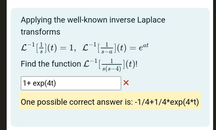 Solved Applying the well-known inverse | Chegg.com