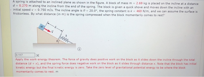 Solved A spring is attached to an inclined plane as shown in | Chegg.com