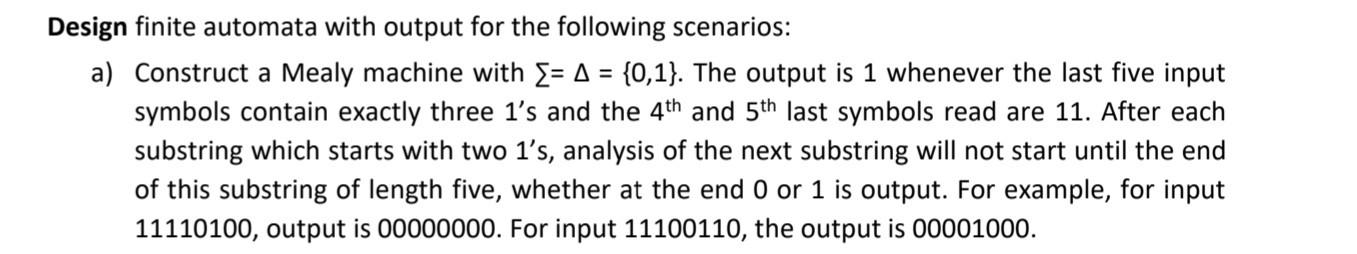 Solved Design Finite Automata With Output For The Following 0684
