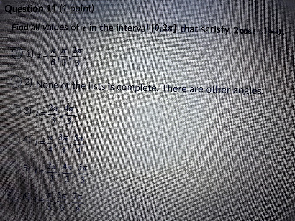 Solved Question 11 (1 point) Find all values of r in the | Chegg.com