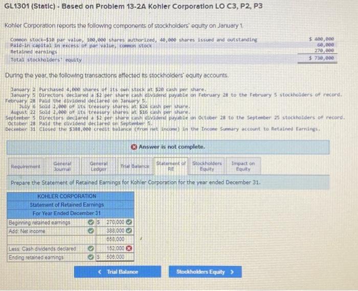 Solved GL1301 (Static) - Based on Problem 13-2A Kohler | Chegg.com