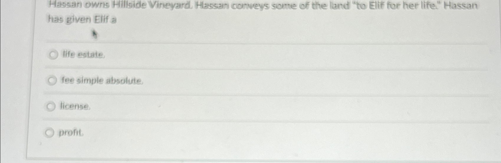 Solved Hassan owns Hillside Vineyard. Hassan conveys some of | Chegg.com