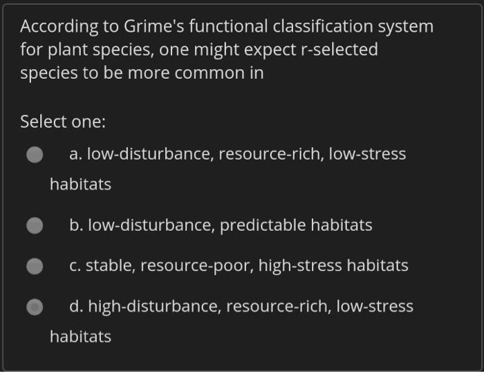 Solved According to Grime's functional classification system | Chegg.com