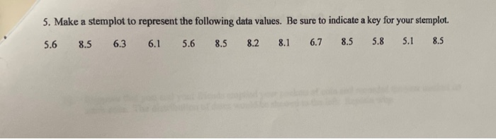 Solved 5. Make a stemplot to represent the following data | Chegg.com