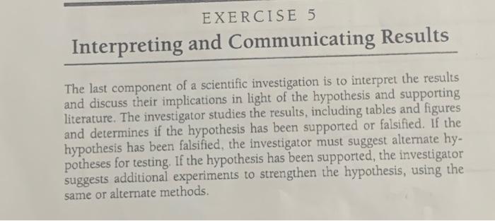 Solved EXERCISE 5 Interpreting and Communicating Results The | Chegg.com