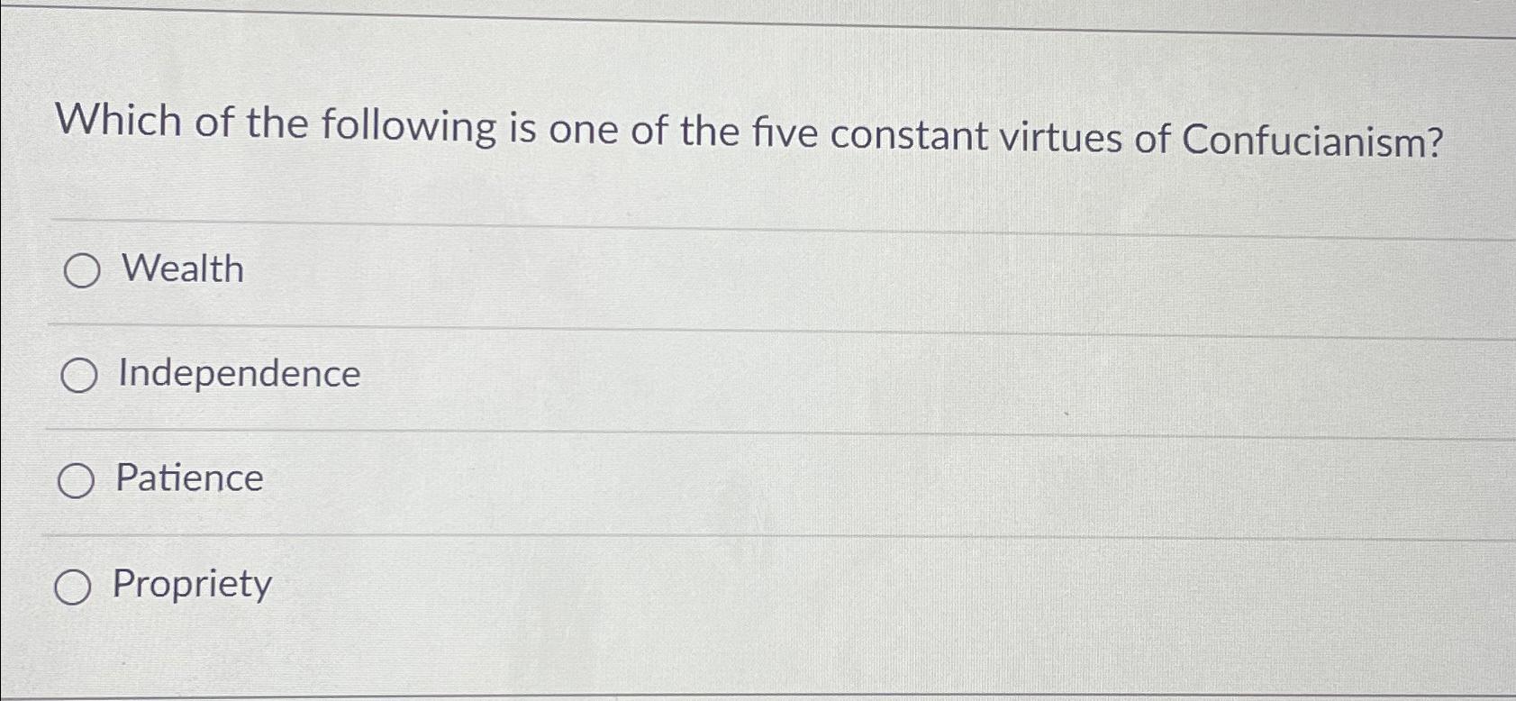 Solved Which of the following is one of the five constant | Chegg.com
