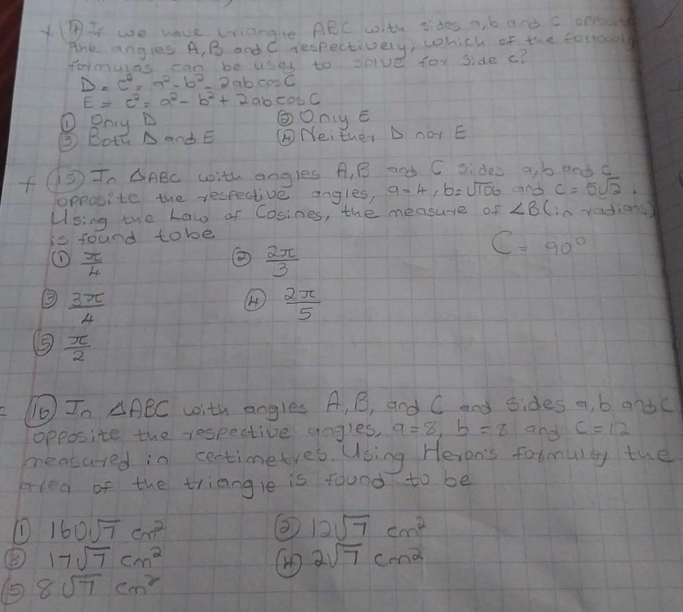 Solved formulas can be use to solve for side \\( C \\) ? \\( | Chegg.com