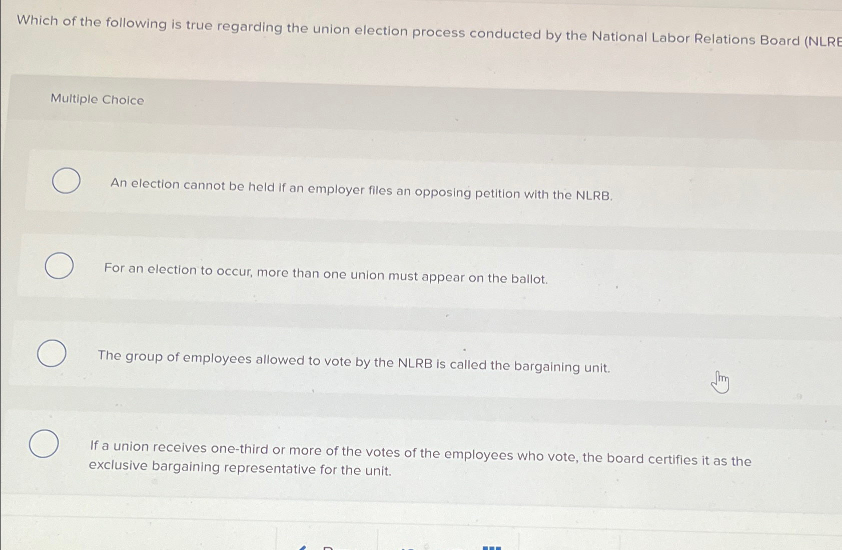 Solved Which of the following is true regarding the union | Chegg.com