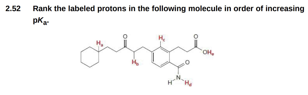 Solved 2.52 ﻿Rank the labeled protons in the following | Chegg.com