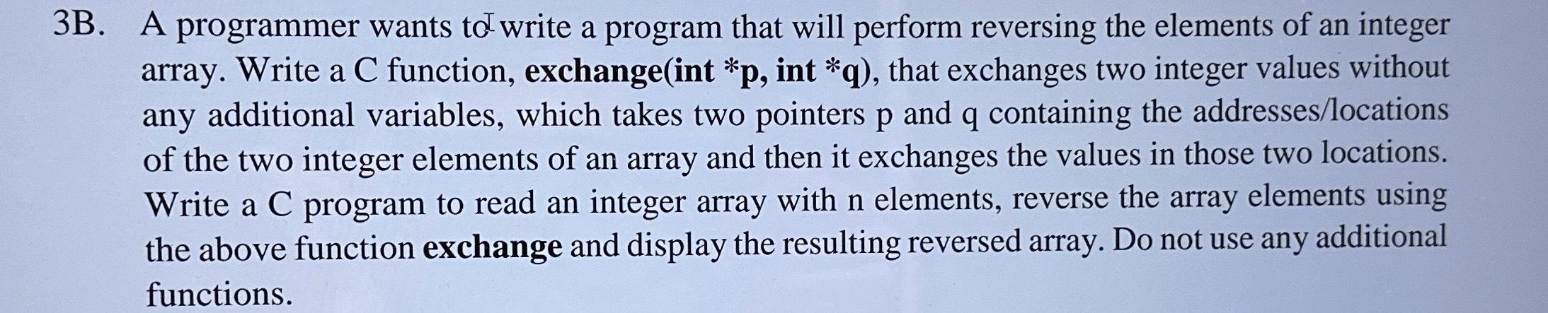 Solved 3B. ﻿A programmer wants to write a program that will | Chegg.com