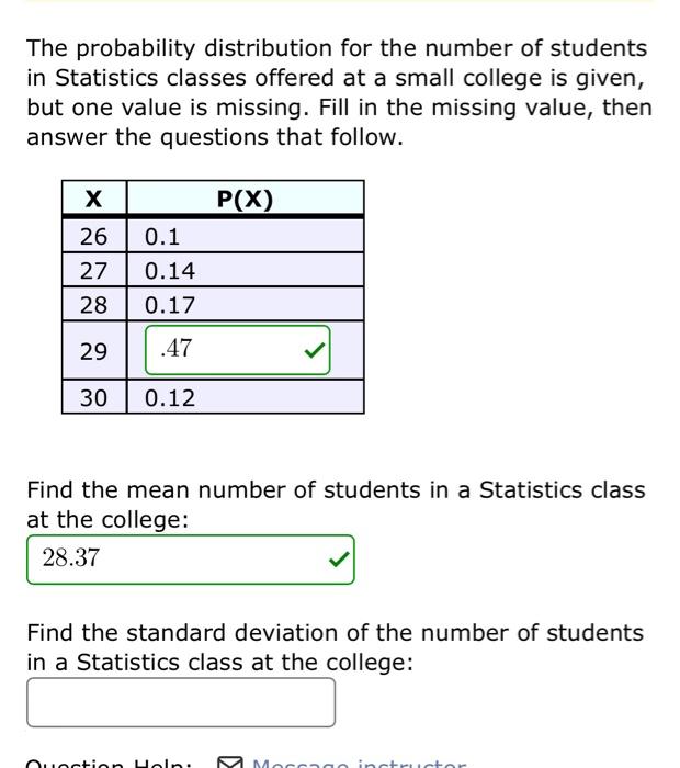 Solved The probability distribution for the number of | Chegg.com