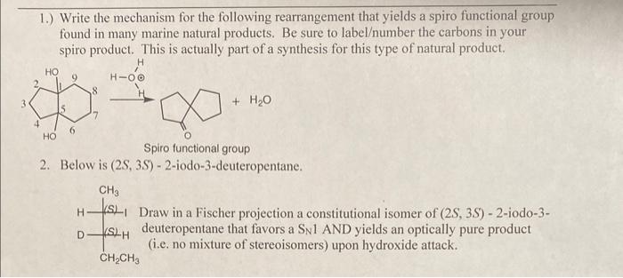 Solved 1.) Write the mechanism for the following | Chegg.com