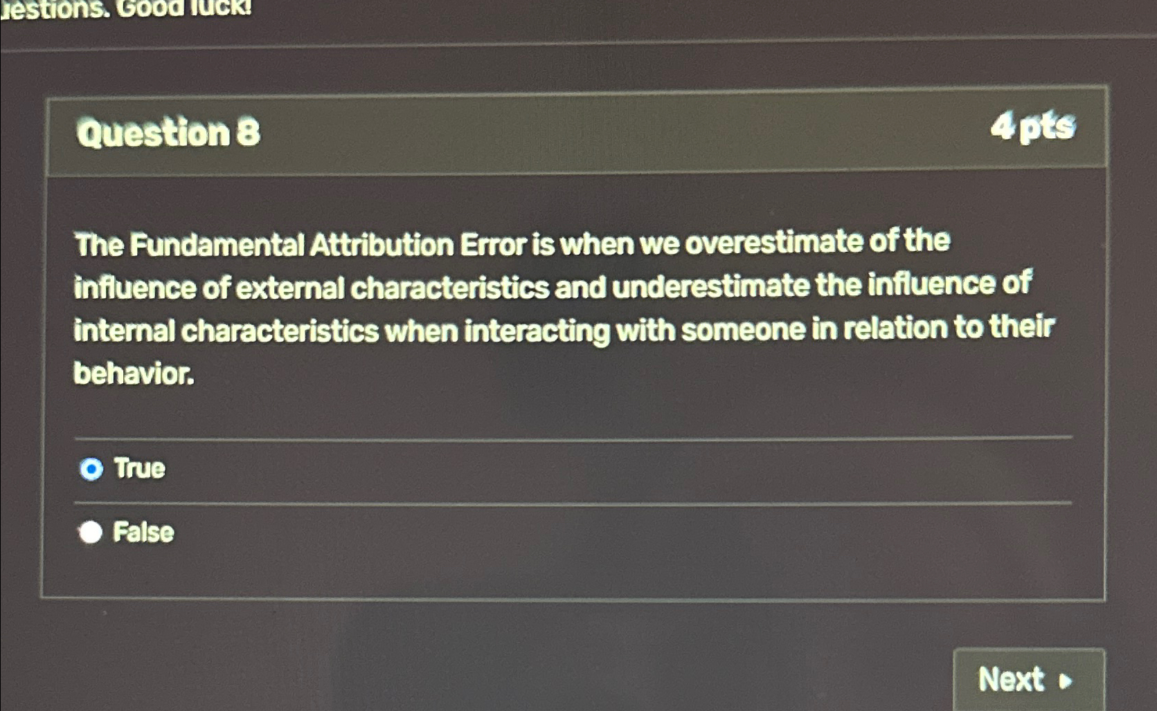 Solved Question 8The Fundamental Attribution Error is when | Chegg.com