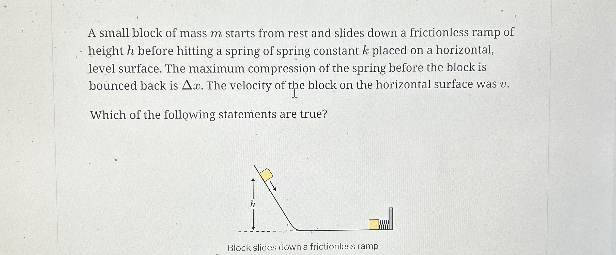 A small block of mass m ﻿starts from rest and slides | Chegg.com
