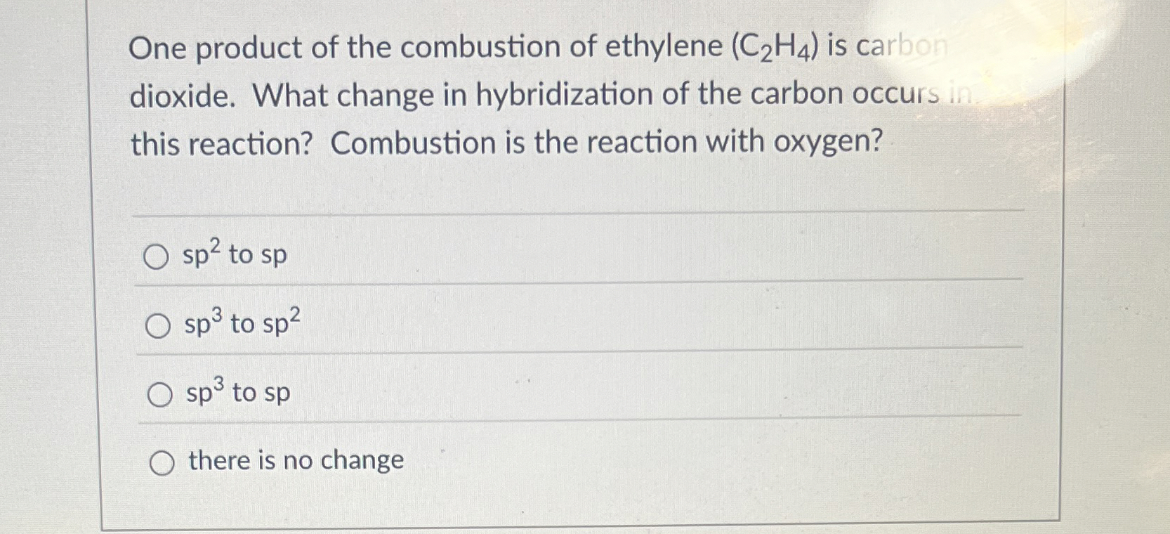 Solved One product of the combustion of ethylene (C2H4) ﻿is | Chegg.com