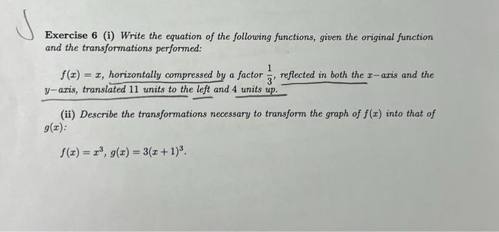 Solved Exercise 6 (i) Write the equation of the following | Chegg.com