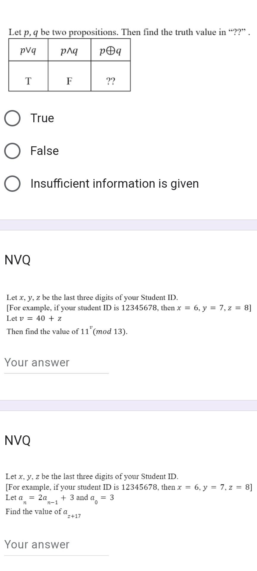 Solved Let p,q be two propositions. Then find the truth | Chegg.com