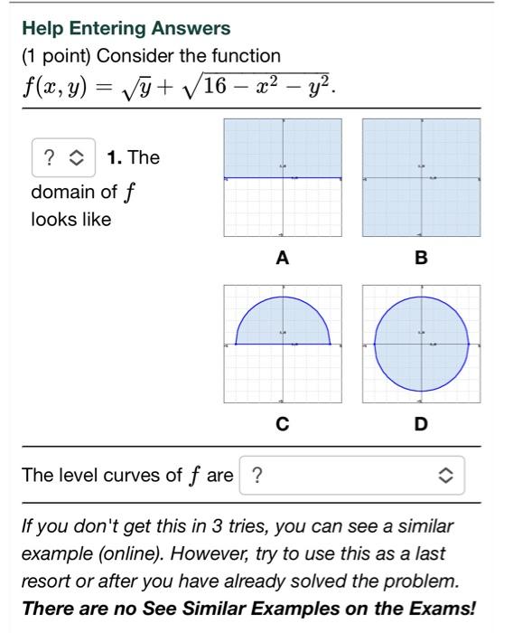 Solved Help Entering Answers (1 point) Consider the function | Chegg.com