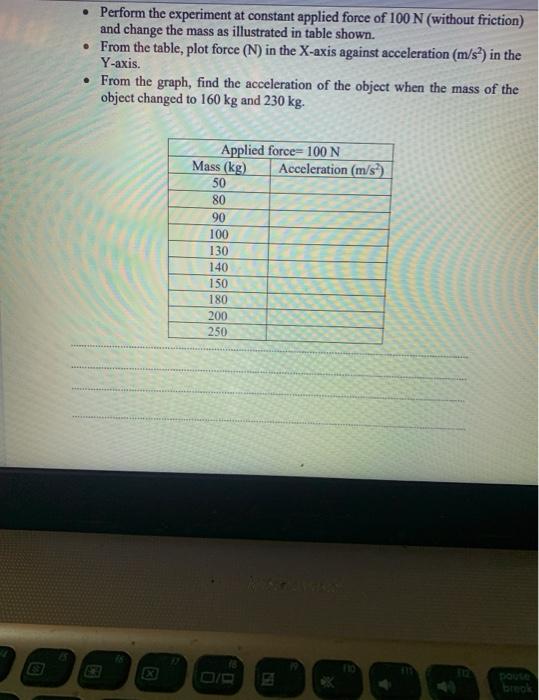 Solved • Perform the experiment at constant applied force of | Chegg.com