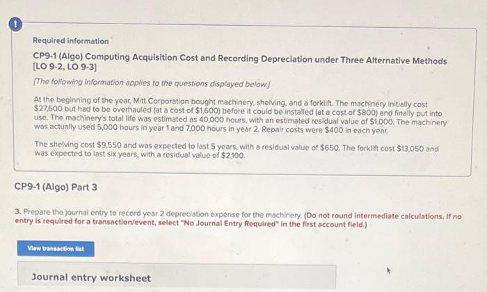 Solved Required information CP9-1 (Algo) Computing | Chegg.com