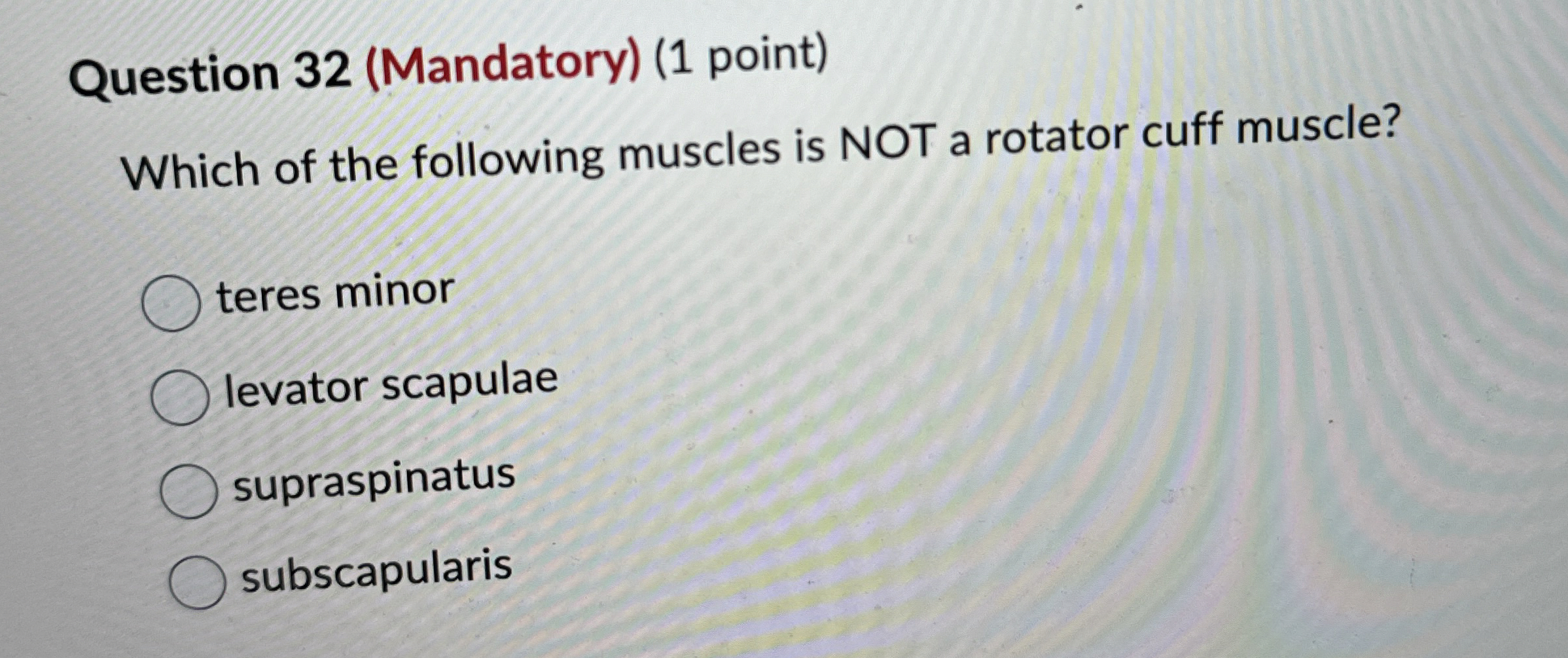 Solved Question 32 (Mandatory) (1 ﻿point)Which of the | Chegg.com