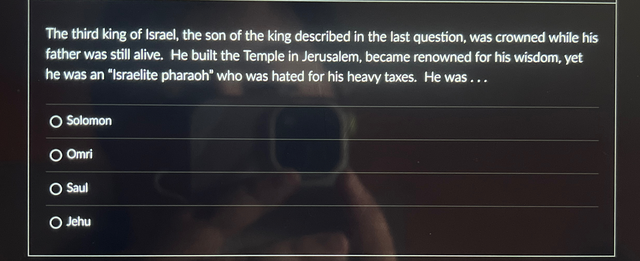 Solved The third king of Israel, the son of the king | Chegg.com
