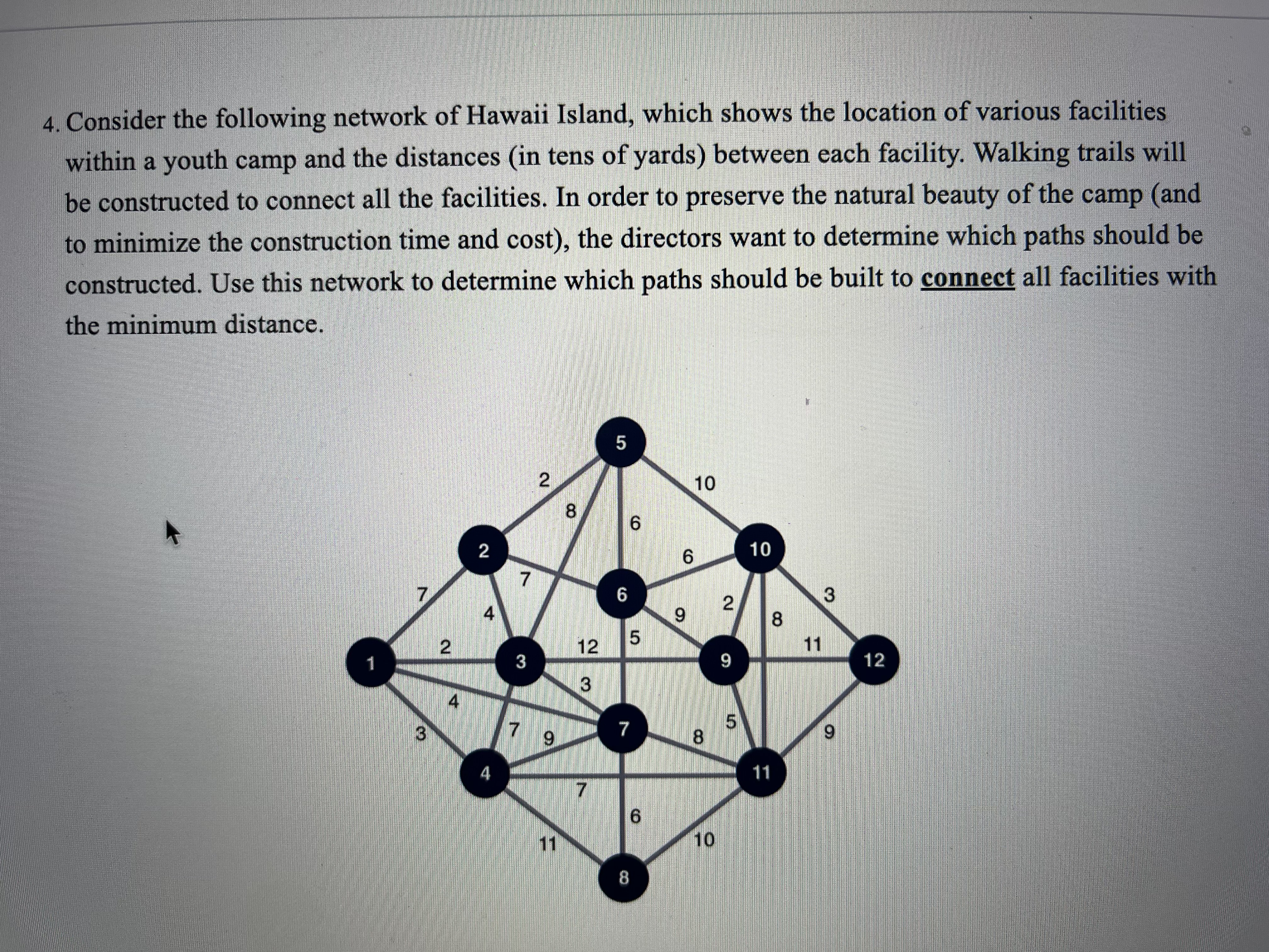 Solved 4. ﻿Consider the following network of Hawaii Island, | Chegg.com