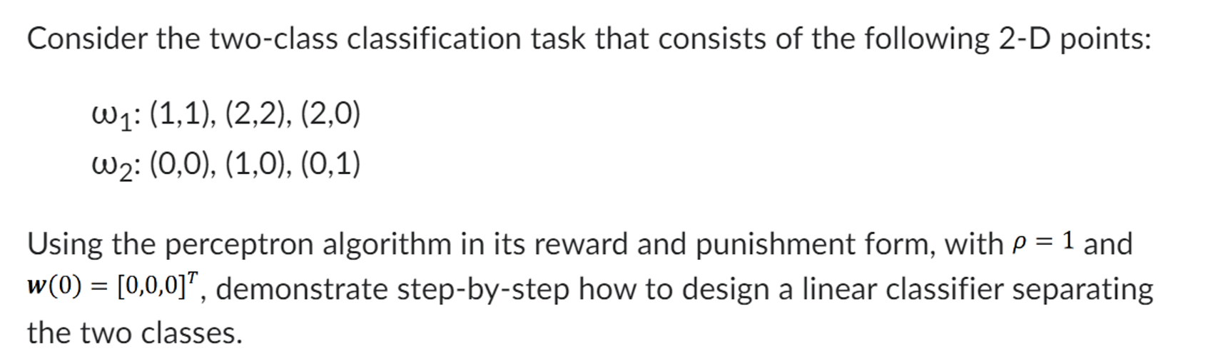 Solved Consider the two-class classification task that | Chegg.com