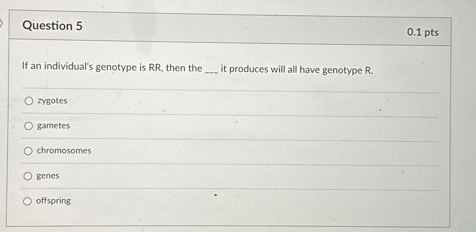 Solved Question 50.1ptsIf an individual's genotype is RR, | Chegg.com