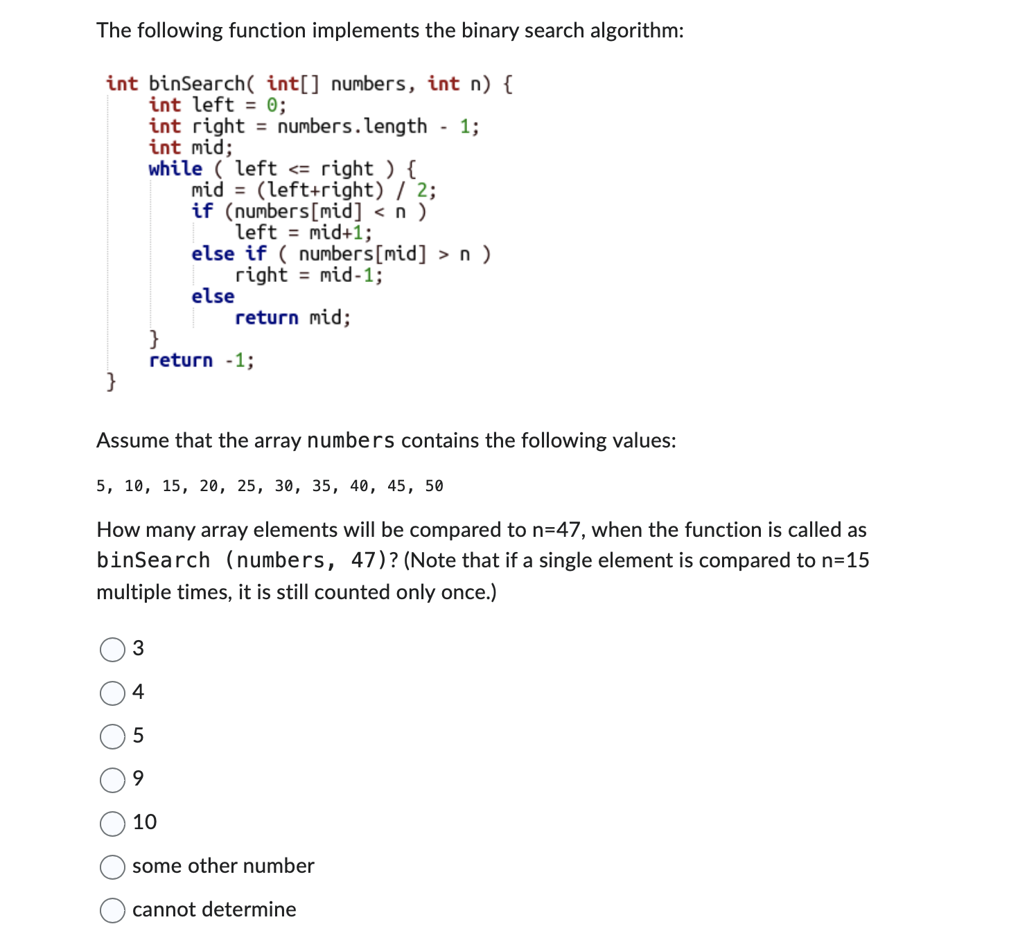 Solved The following function implements the binary search | Chegg.com