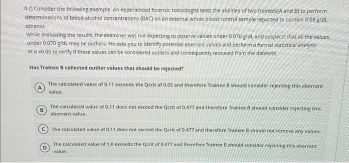 Solved 4 c) Consider the following example. An experienced | Chegg.com