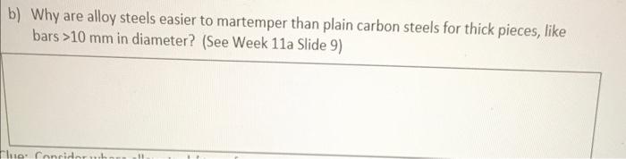 Solved b) Why are alloy steels easier to martemper than | Chegg.com