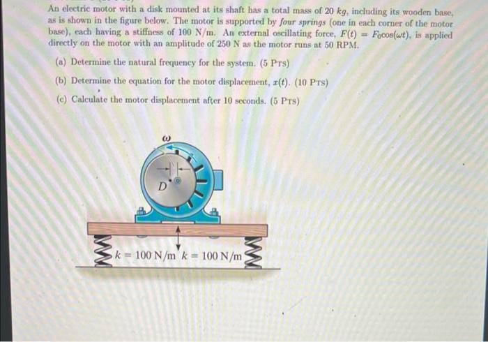 Solved a An electric motor with a disk mounted at its shaft | Chegg.com