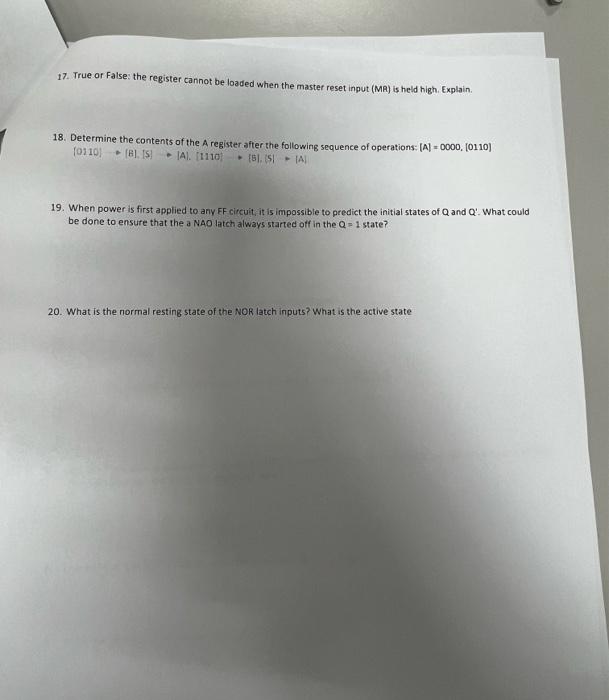 Solved 17. True or False: the register cannot be loaded when | Chegg.com