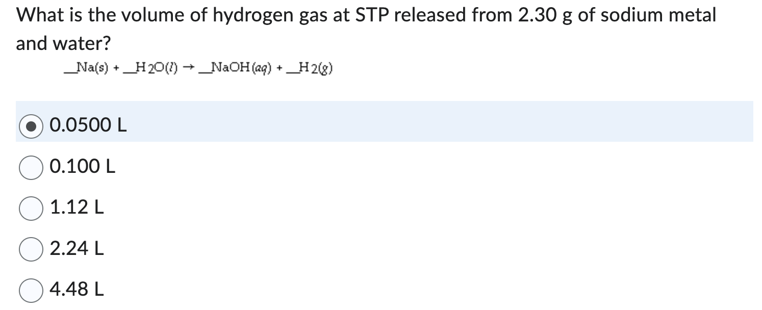 Solved What is the volume of hydrogen gas at STP released | Chegg.com