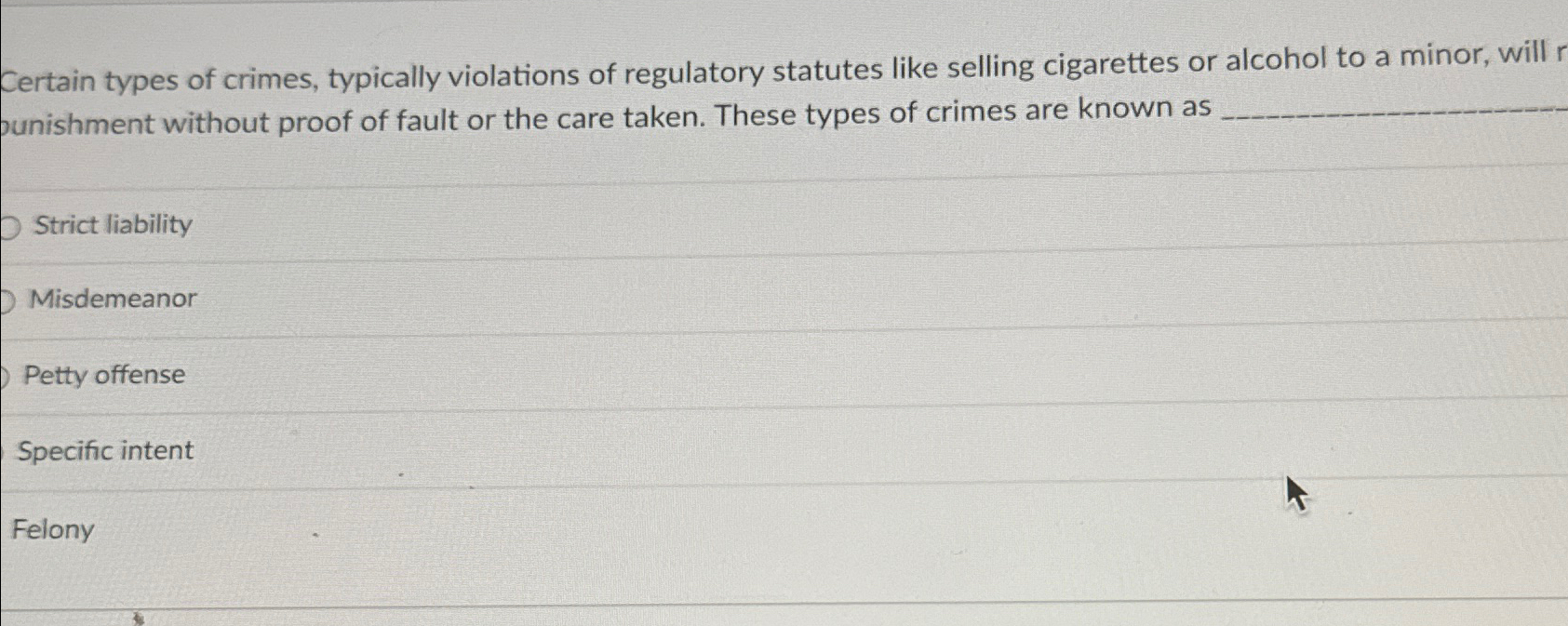Solved Certain types of crimes, typically violations of | Chegg.com