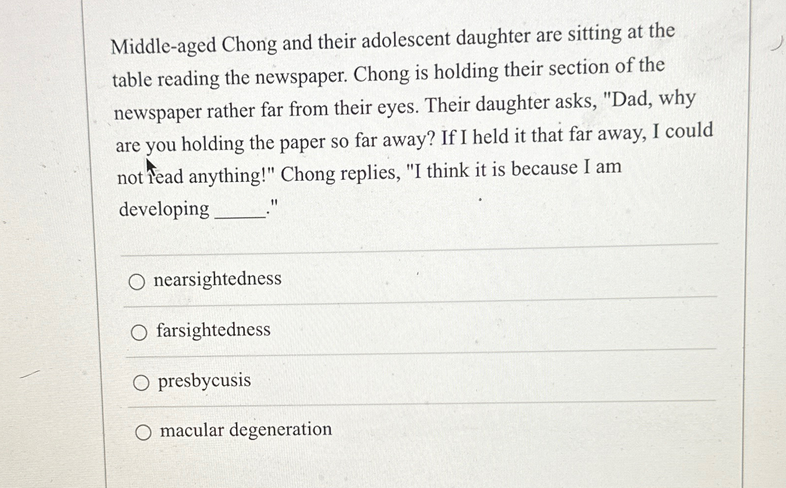Solved Middle-aged Chong and their adolescent daughter are | Chegg.com