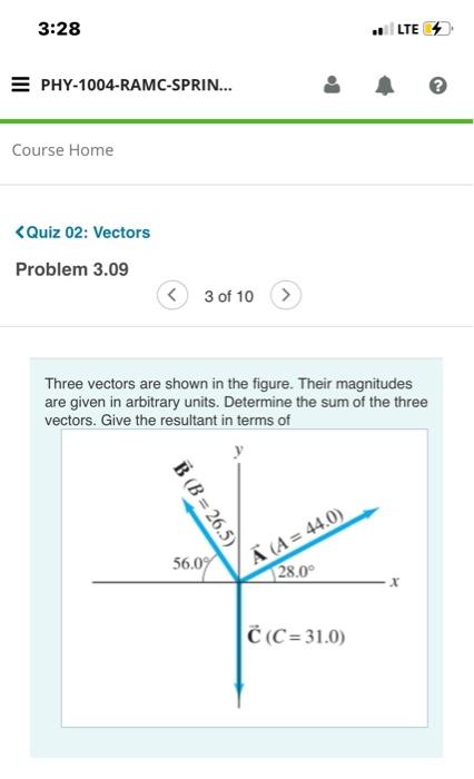 Solved Three vectors are shown in the figure. Their | Chegg.com