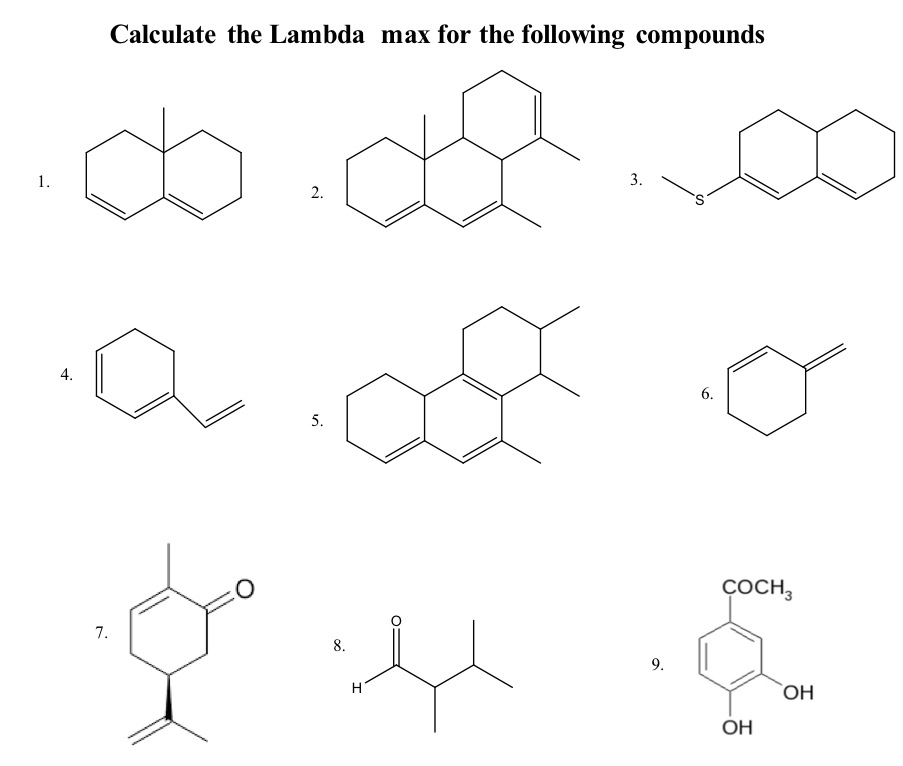 Calculate the Lambda max for the following | Chegg.com