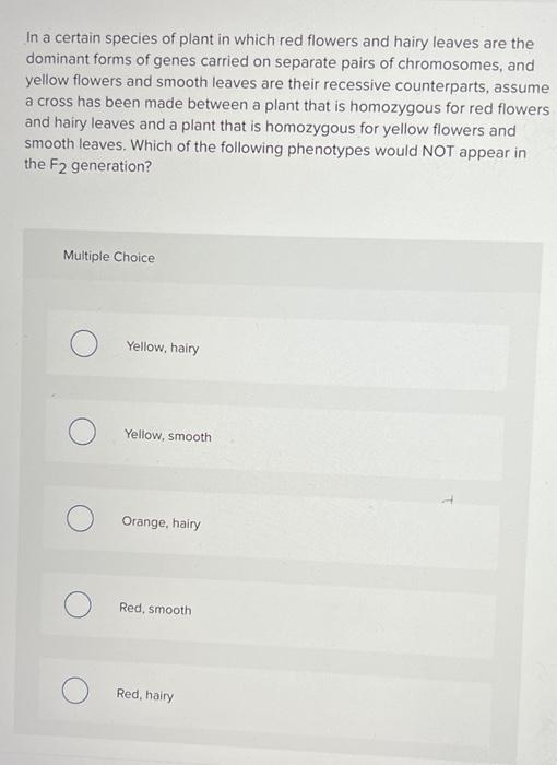Solved In a certain species of plant in which red flowers | Chegg.com