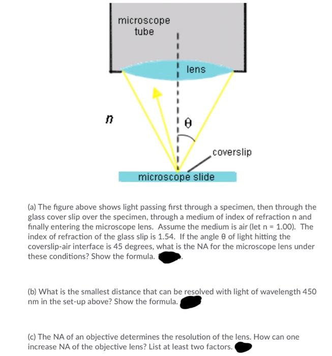 Solved microscope tube lens n coverslip microscope slide (a) | Chegg.com